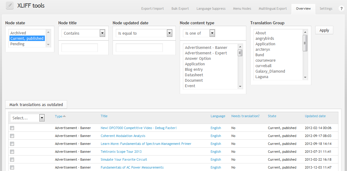 comparison with the XLIFF module [#2491583] | Drupal.org